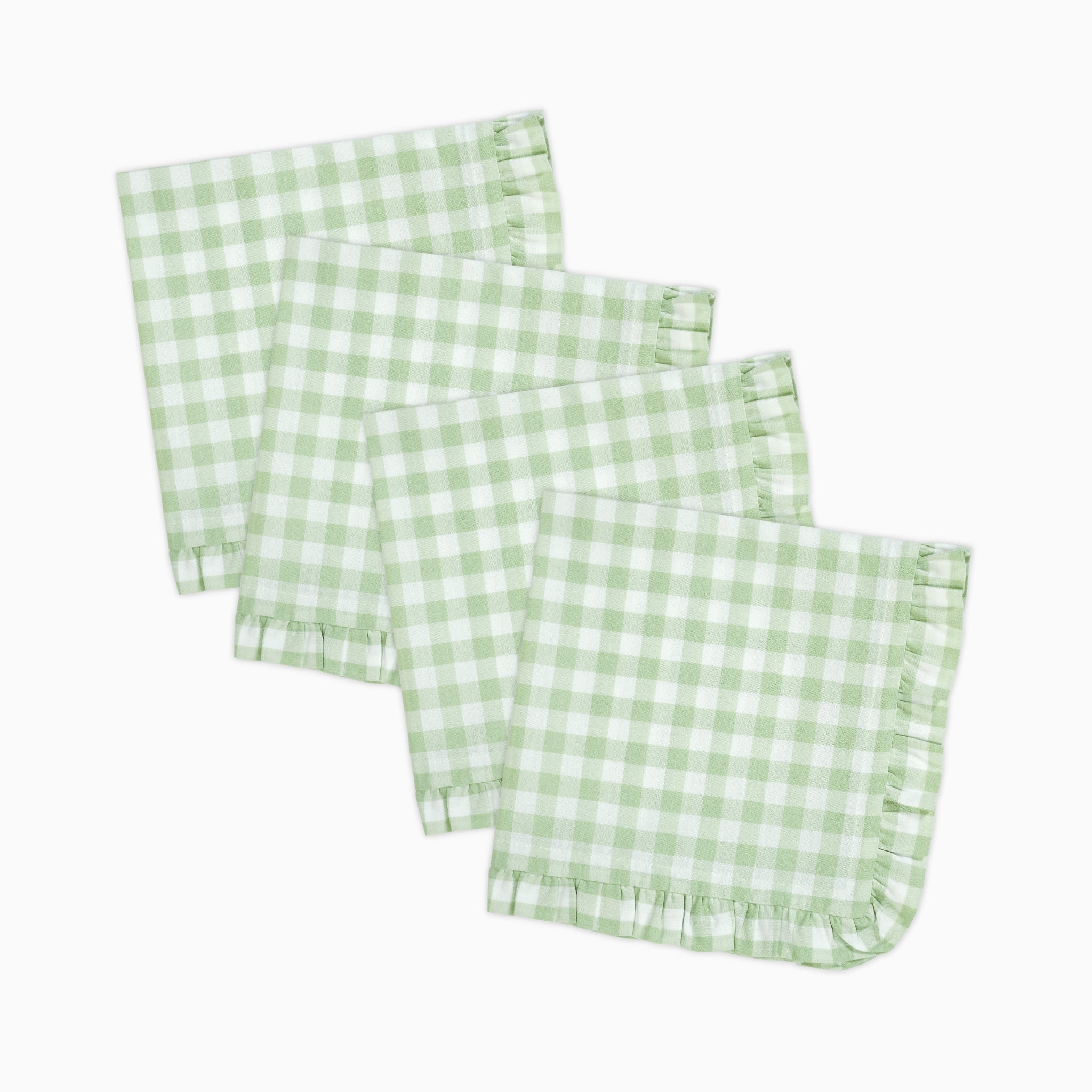 Green Gingham Ruffled Dinner Napkin - Set of 4 – Trudie